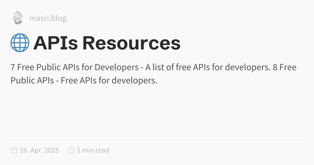 🌐 APIs Resources