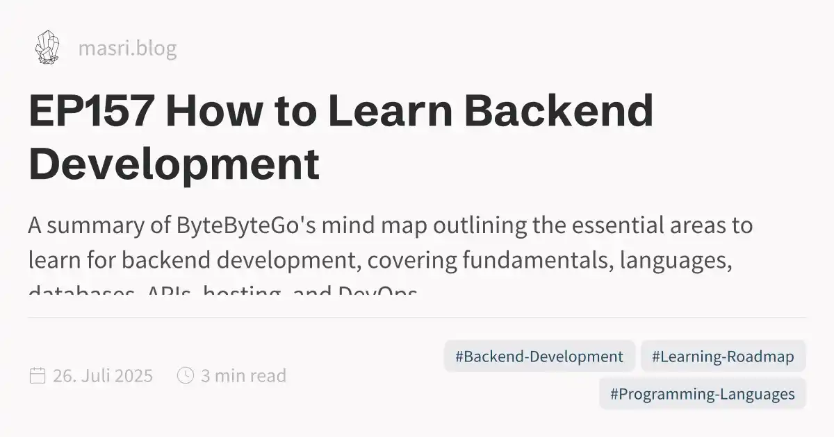 EP157 How to Learn Backend Development EP157 How to Learn Backend Development