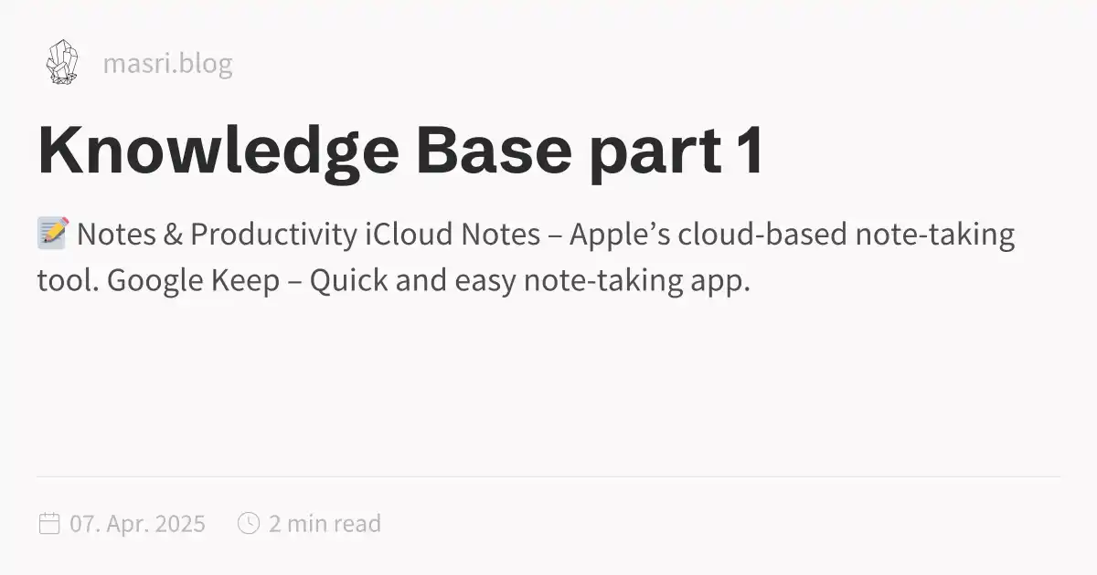Knowledge Base part 1