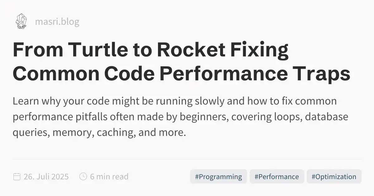 From Turtle to Rocket Fixing Common Code Performance Traps
